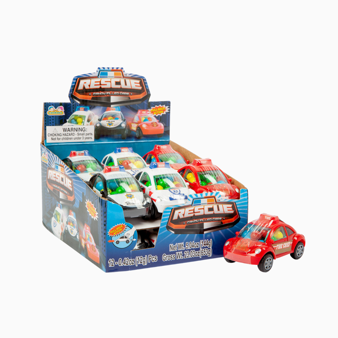 Toy Rescue Candy Filled Cars – 12 Count | Collectible Toy & Candy Surprise