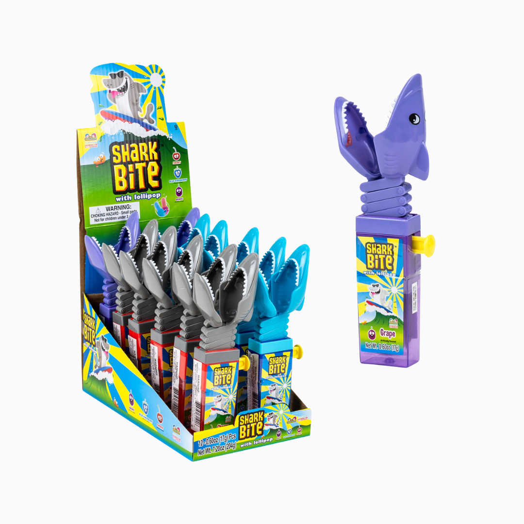 Toy Shark Bite with Lollipop – 12 Count | Candy-Filled Shark Toy