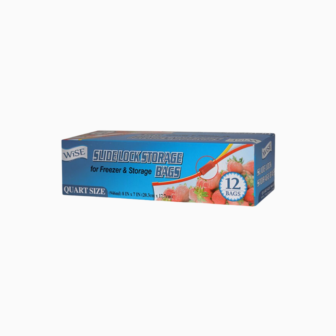 Wise Slide Lock Storage Bags – 12 Bags (2 Pack) | Resealable Storage Bags